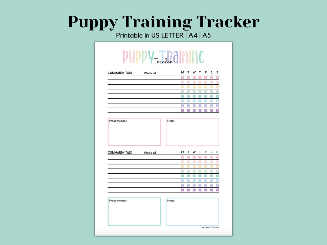 Puppy Training Tracker Weekly Puppy Training Log Puppy Planner Training ...
