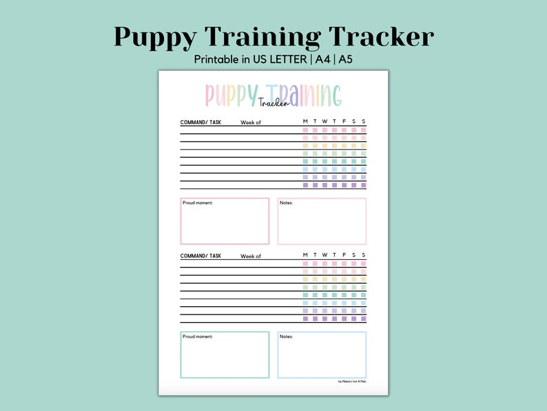 Puppy Training Tracker Weekly Puppy Training Log Puppy Planner Training ...