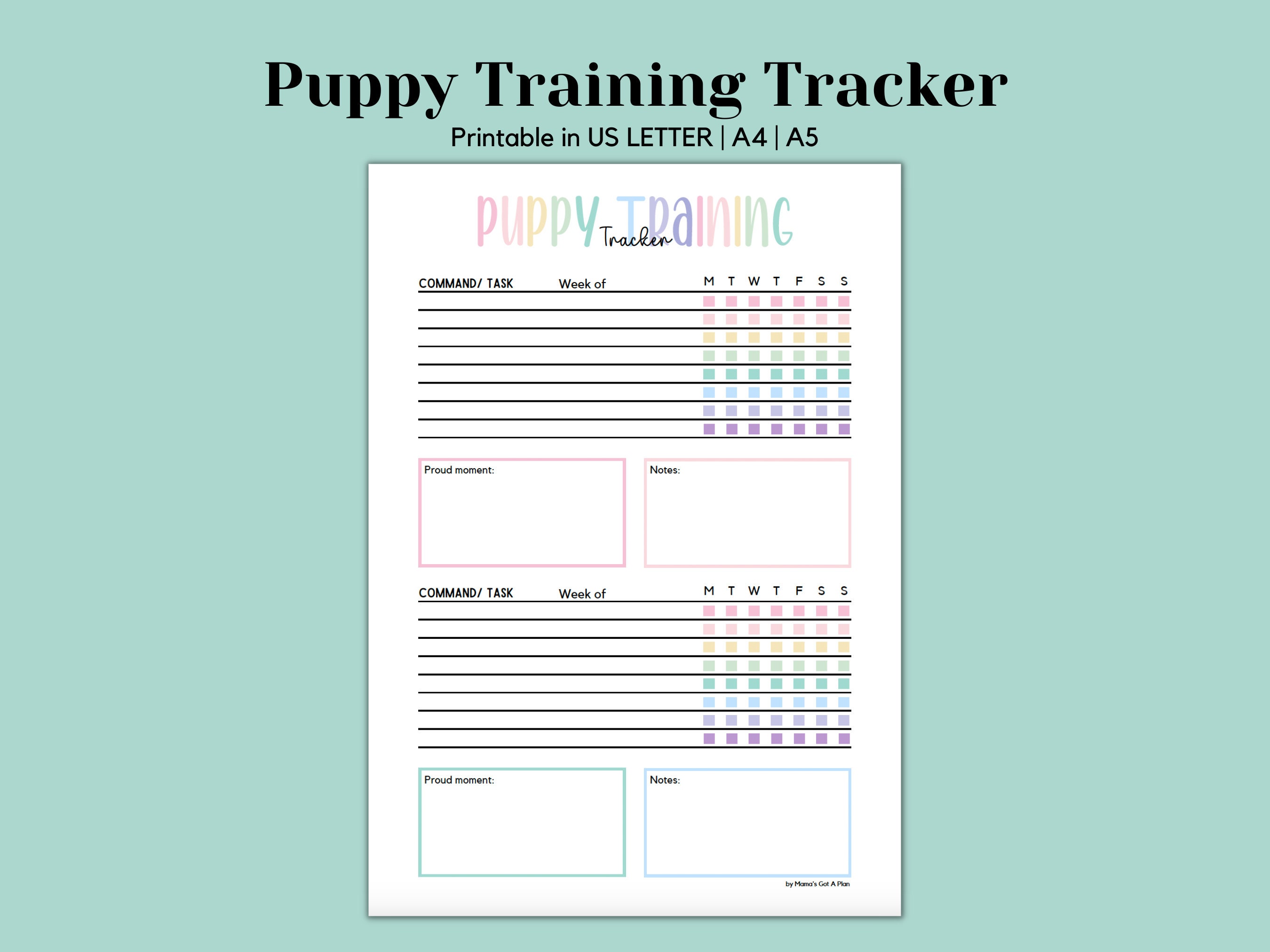 Puppy Training Tracker Weekly Puppy Training Log Puppy Planner Training ...