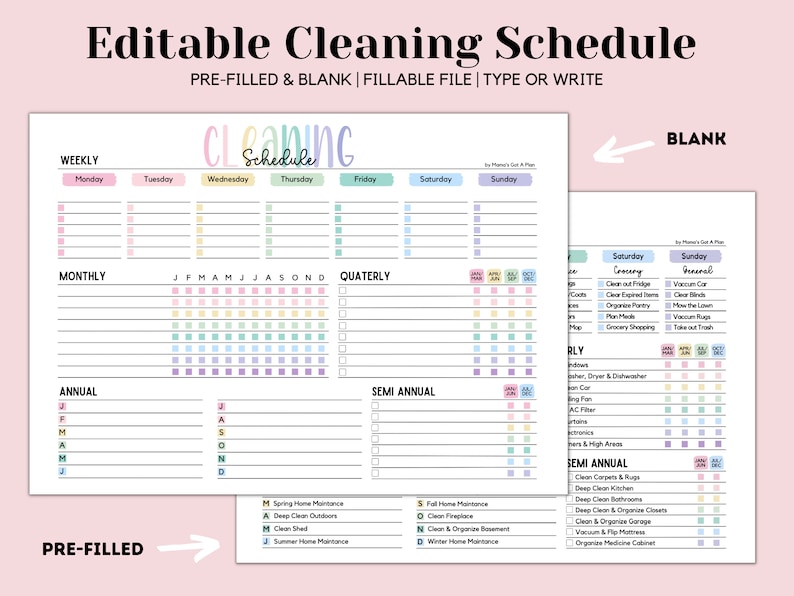 Editable Cleaning Schedule Printable Yearly Cleaning Checklist Editable ...