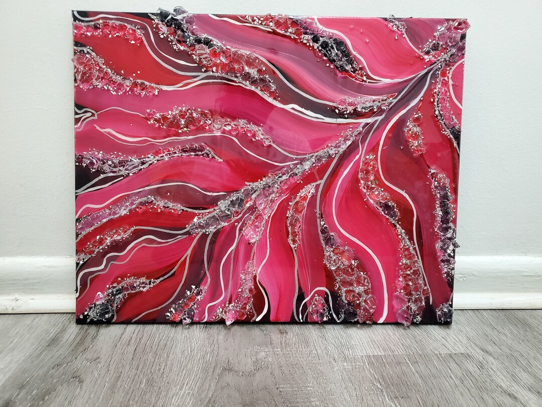 20x16 Shades of Magenta With Diamonds Acrylic & Resin - Etsy