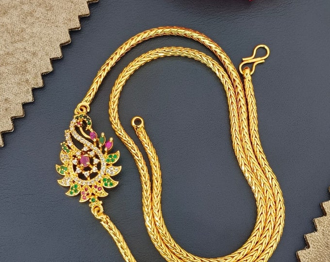 Mop Chain Gold Plated Covering Mop Mugappu Chain South Indian Chain ...