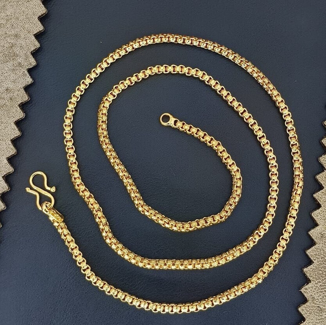 Handmade Designer Real Solid Gold Plated 1 Gram 24 Inch Chain for Girls ...