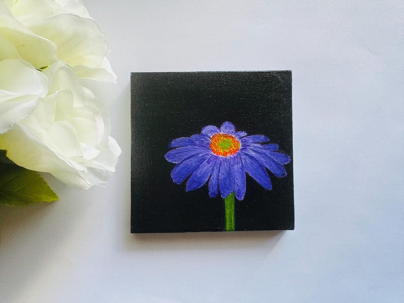 Beautiful Flower Acrylic Painting on Mini Canvas 44 Inch - Etsy