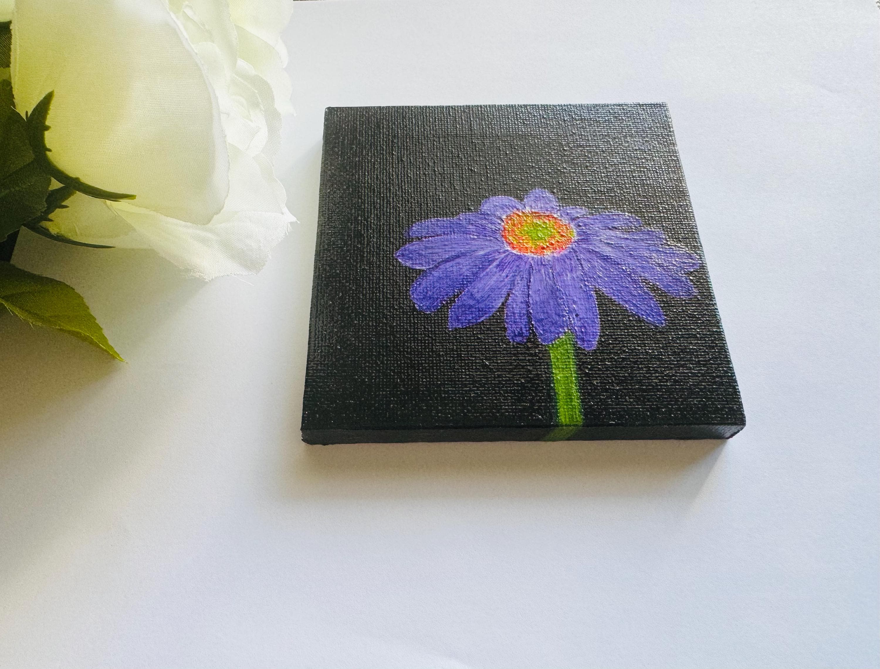 Beautiful Flower Acrylic Painting on Mini Canvas 44 Inch - Etsy
