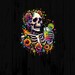 Skeleton Drinking Cocktail Art Print, Colorful Skull Floral Decor ...