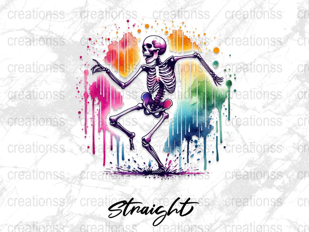 Dancing Skeleton Art Digital Download, Colorful Skeleton Design For ...