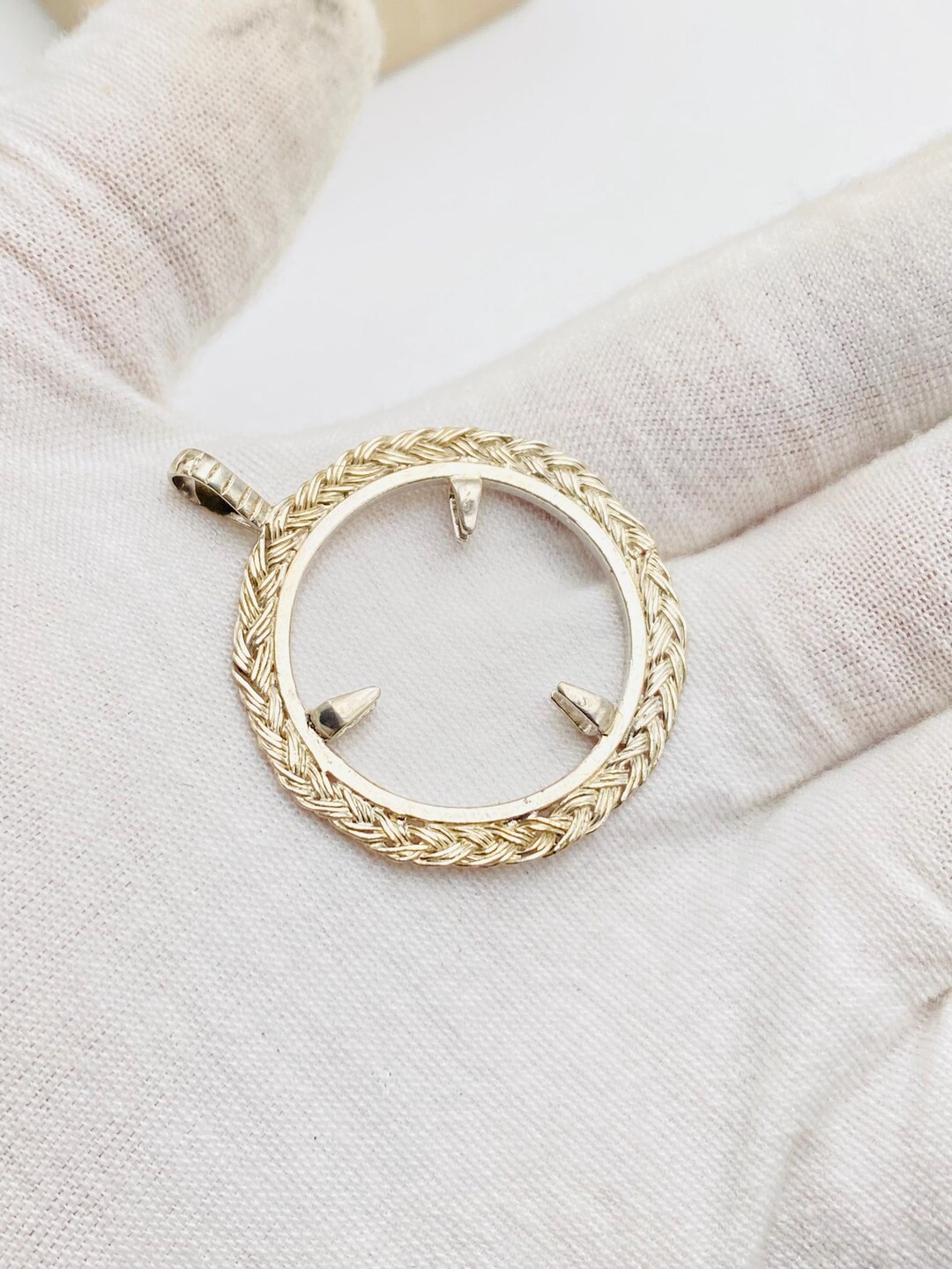 925 Sterling Silver Round Pendant Bezel Setting: Coin Connector - Etsy