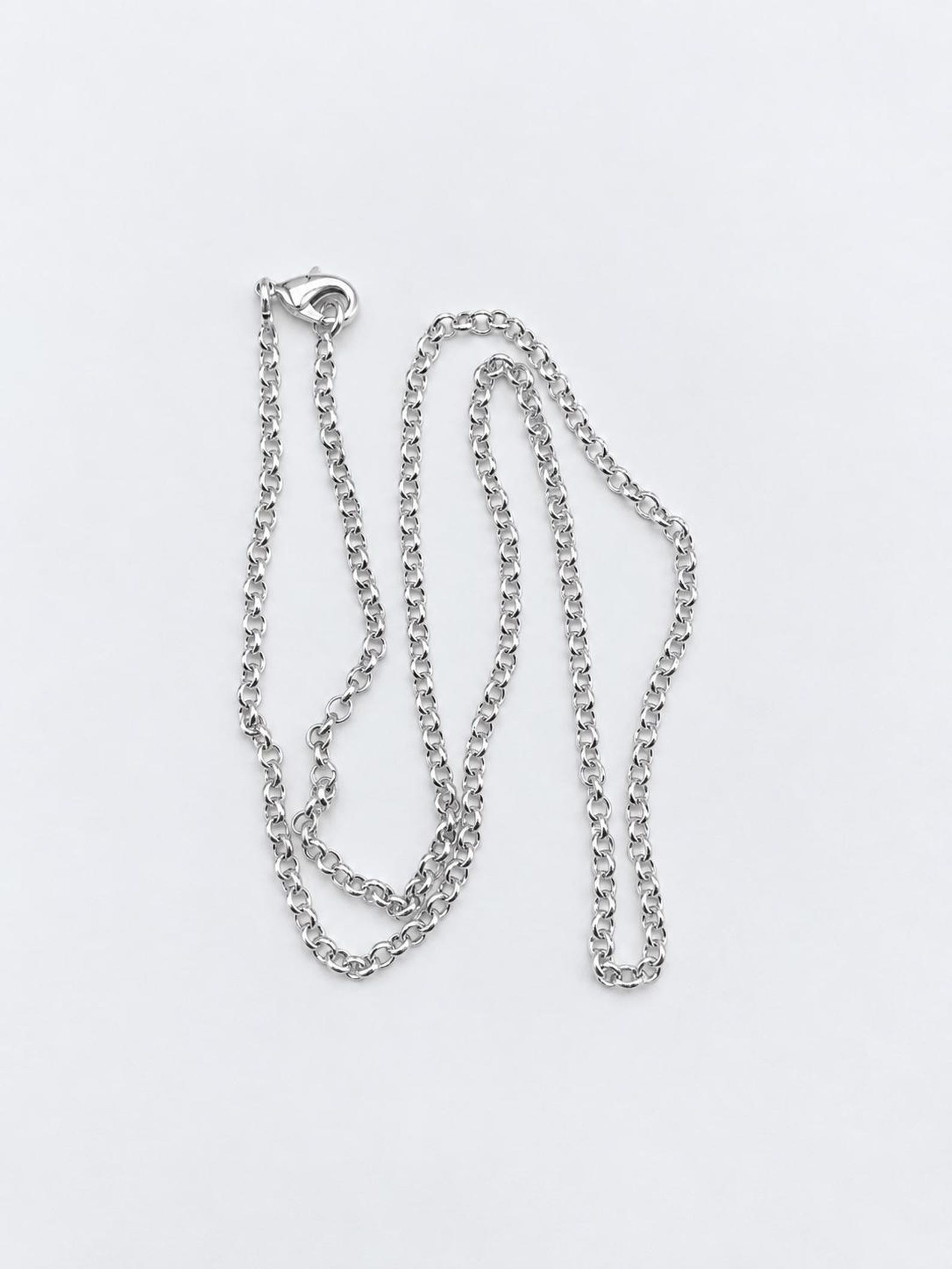 Handmade 925 Sterling Silver Cable Chain Necklace, Minimalist Rolo Link ...