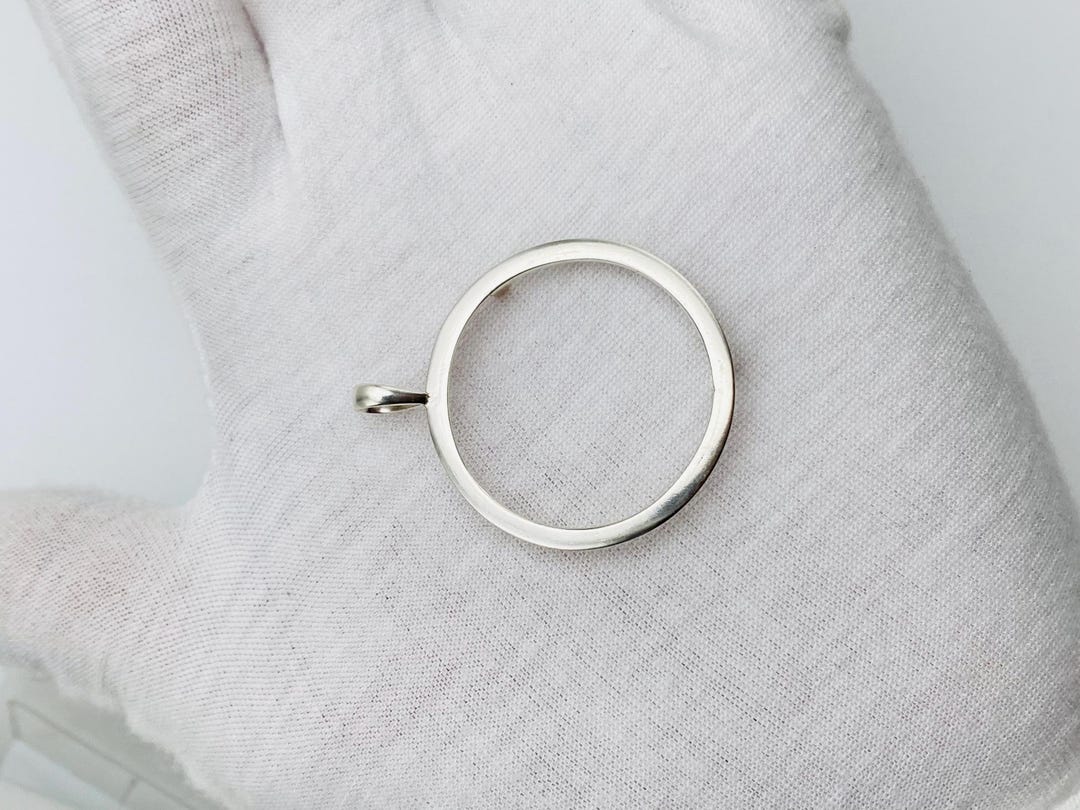 925 Sterling Silver Round Bezel Pendant Setting: Coin Connector, Nickel ...
