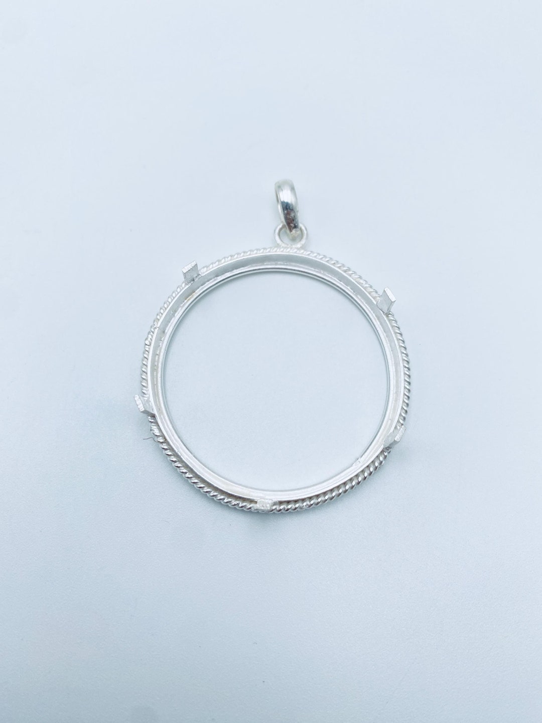 925 Sterling Silver Round Pendant Bezel Setting: Coin Connector - Etsy