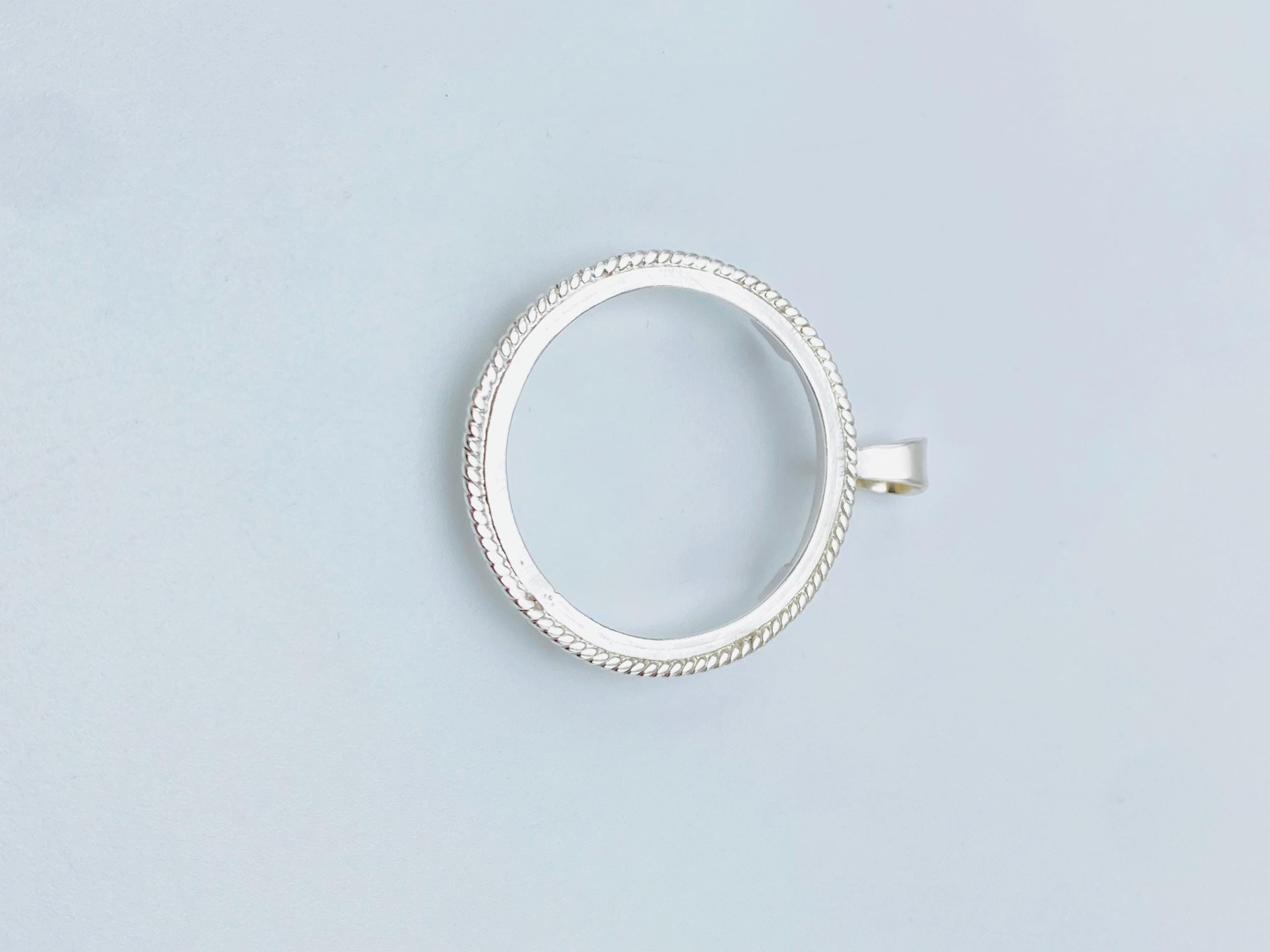 925 Sterling Silver Round Bezel Pendant Setting: Coin Connector, Nickel ...