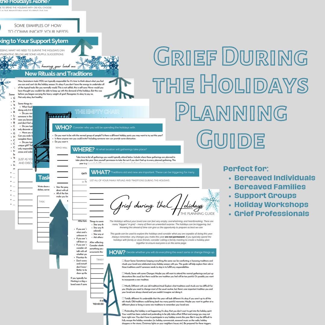 Grief Holiday Planning Guide Worksheet Packet - Etsy