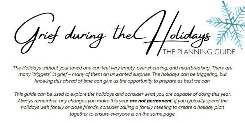 Grief Holiday Planning Guide Worksheet Packet - Etsy