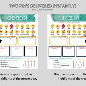 Check in Worksheet (kids, Teens, and Adults) - for Mental Health ...