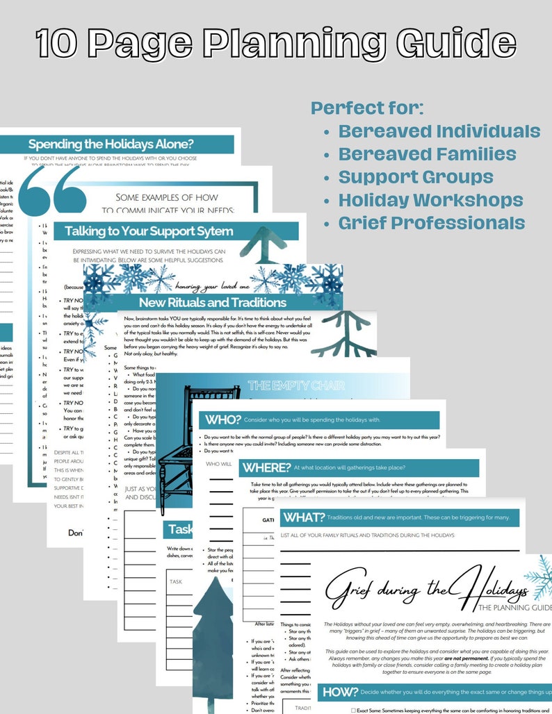 Grief Holiday Planning Guide Worksheet Packet - Etsy