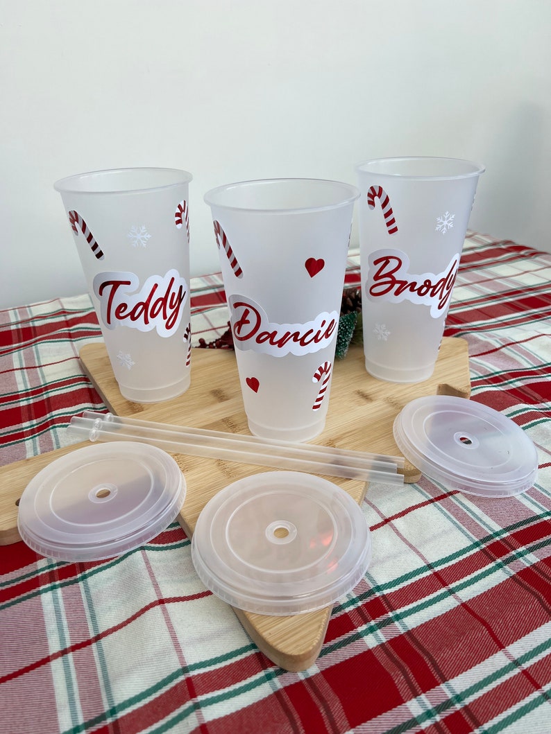Personalised Candy Cane Cup With Lid And Straw Candy Cane Etsy Uk