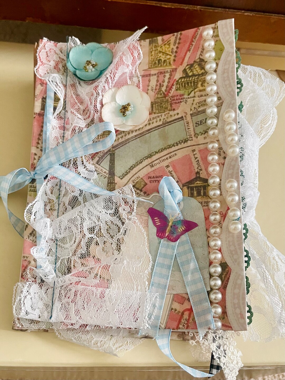 Vintage PARIS French Scrapbook. Starter Junk Journal DIY Poloroid ...