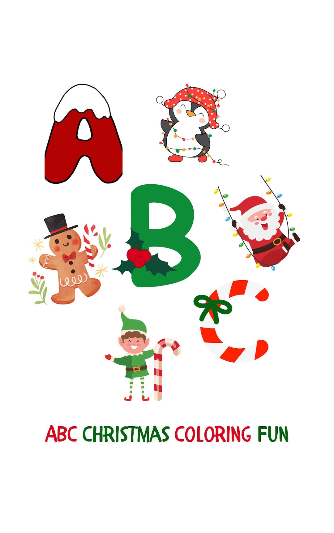 A B C Christmas Coloring Book Ages 2-7 Christmas Coloring Pages ...