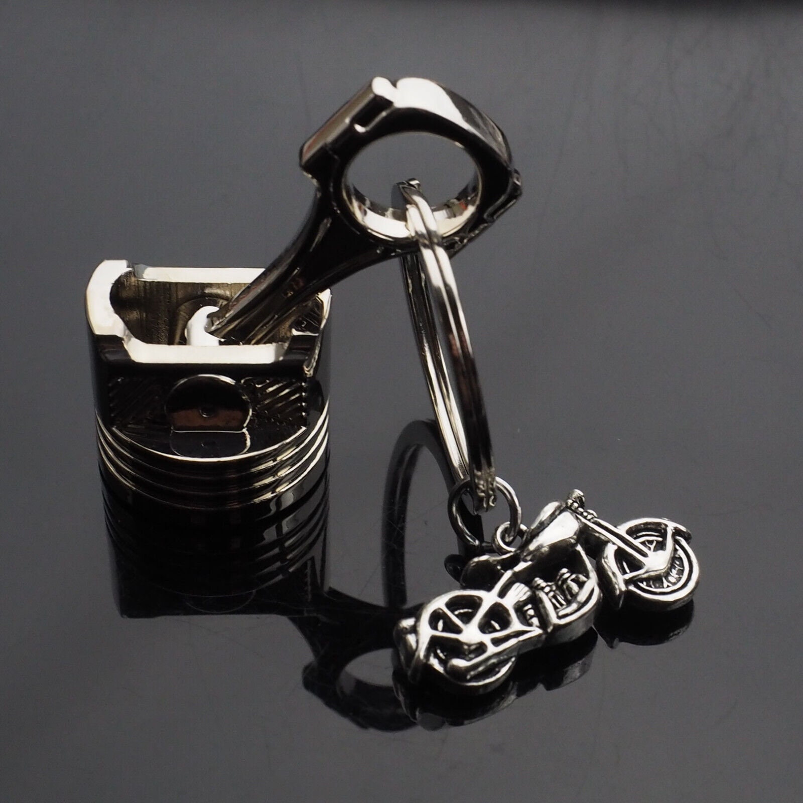 Piston Keychain Engine Connecting Rod Key Chain Vintage Motorcycle ...