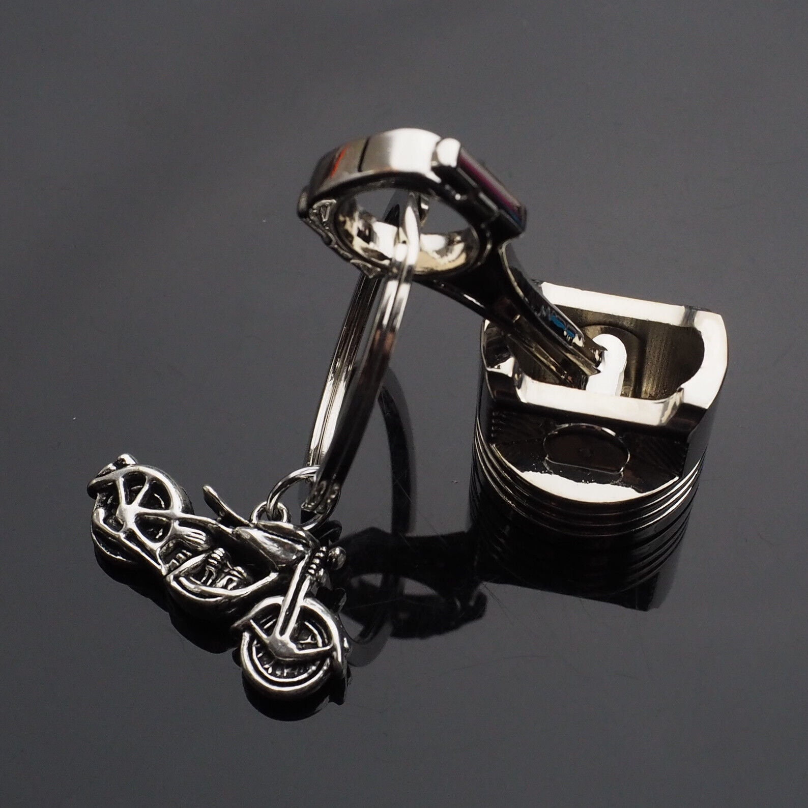 Piston Keychain Engine Connecting Rod Key Chain Vintage Motorcycle ...