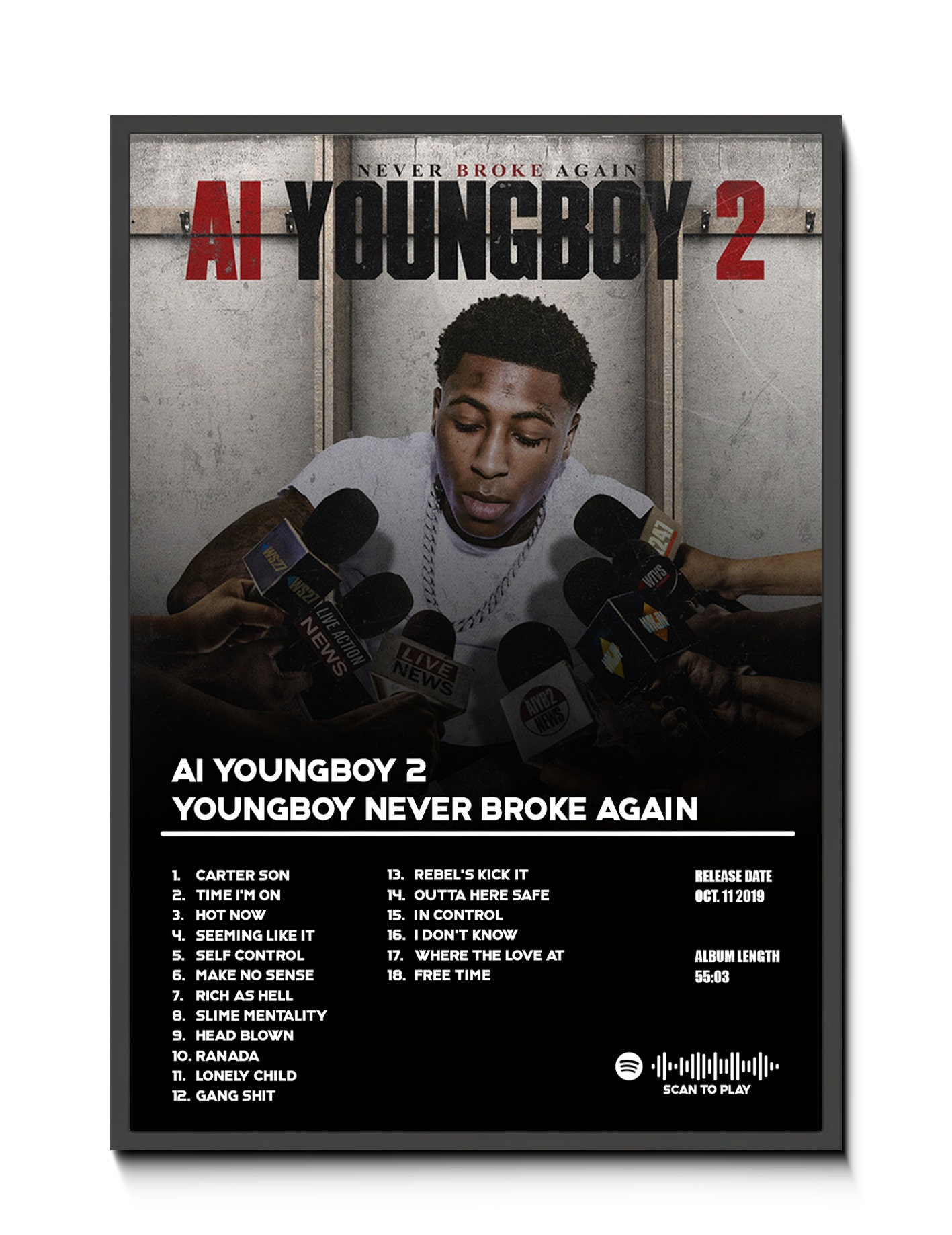 NBA Youngboy AI Youngboy 2 Album Cover Poster Music Wall Art Affordable ...