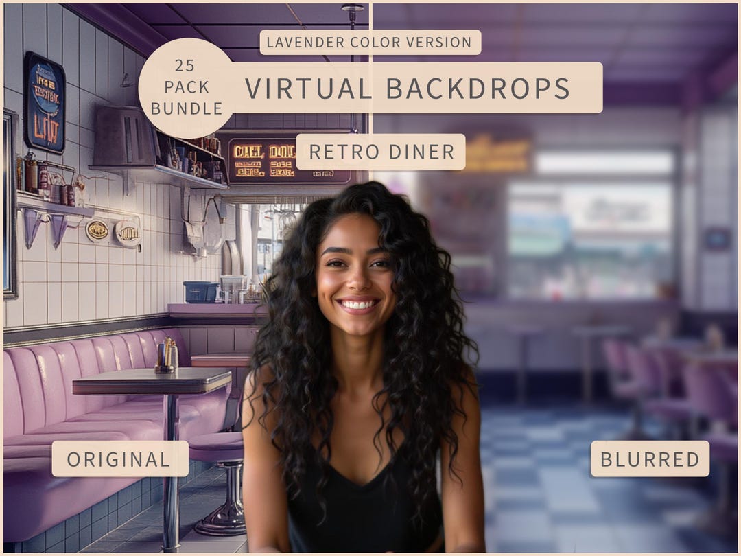 25 Retro Diner Zoom Background Bundle, Virtual Zoom Background, 4K ...