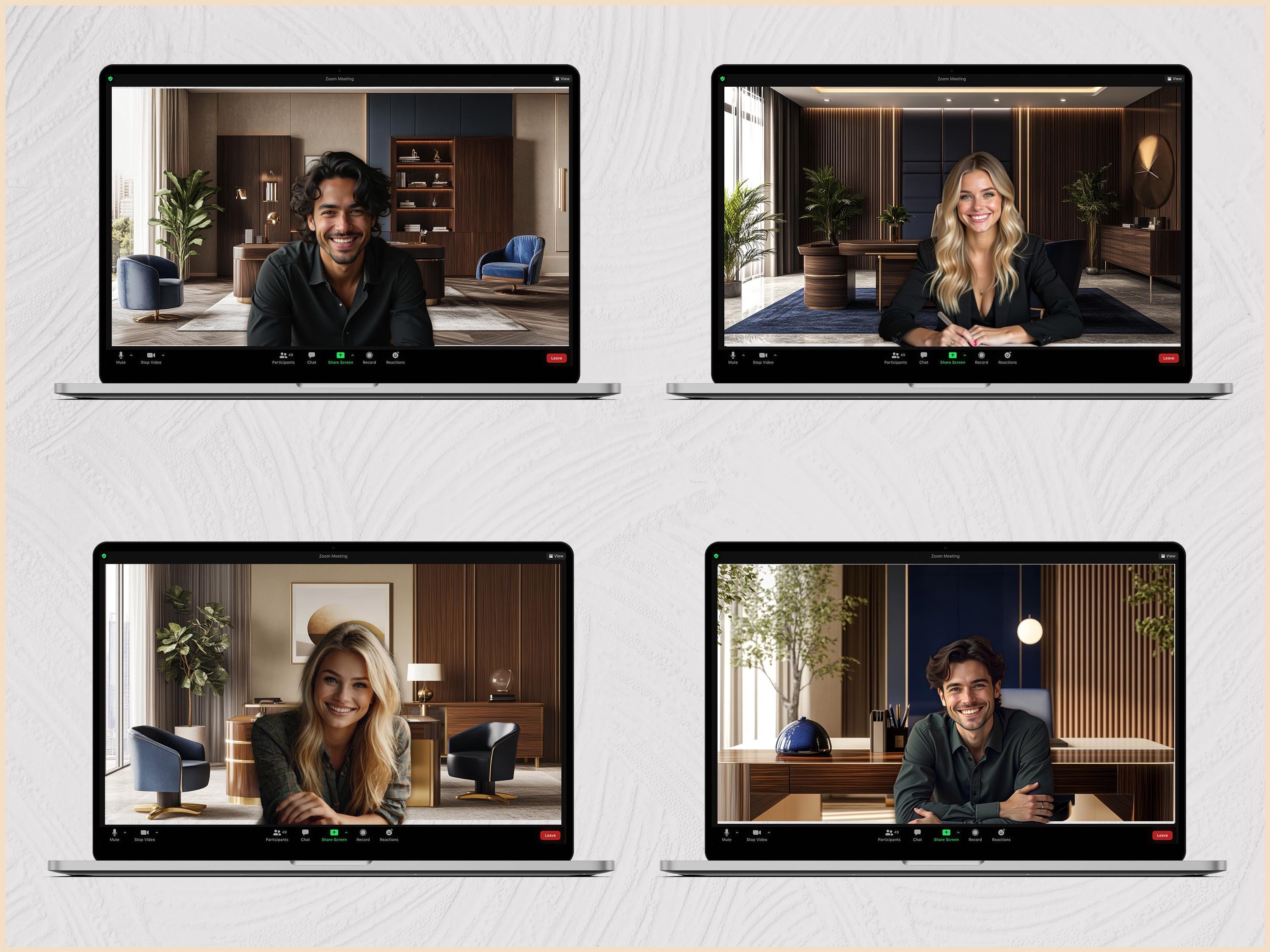 25 Minimalist Office Zoom Background Bundle, Virtual Zoom Background ...