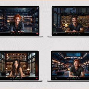 25 Modern Library Zoom Background, 4K Virtual Background Bundle, Zoom ...