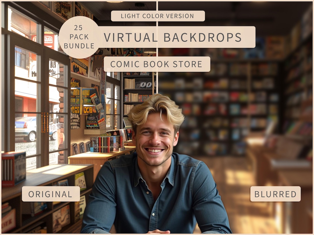 25 Comic Book Store Zoom Background Bundle, Virtual Zoom Background, 4K ...