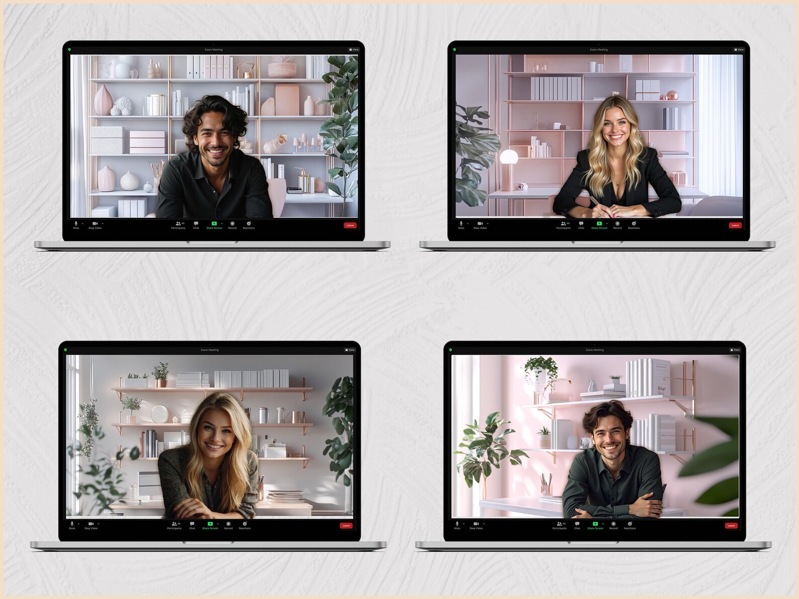 25 Home Office Wall Shelving Zoom Background Bundle, Virtual Zoom ...