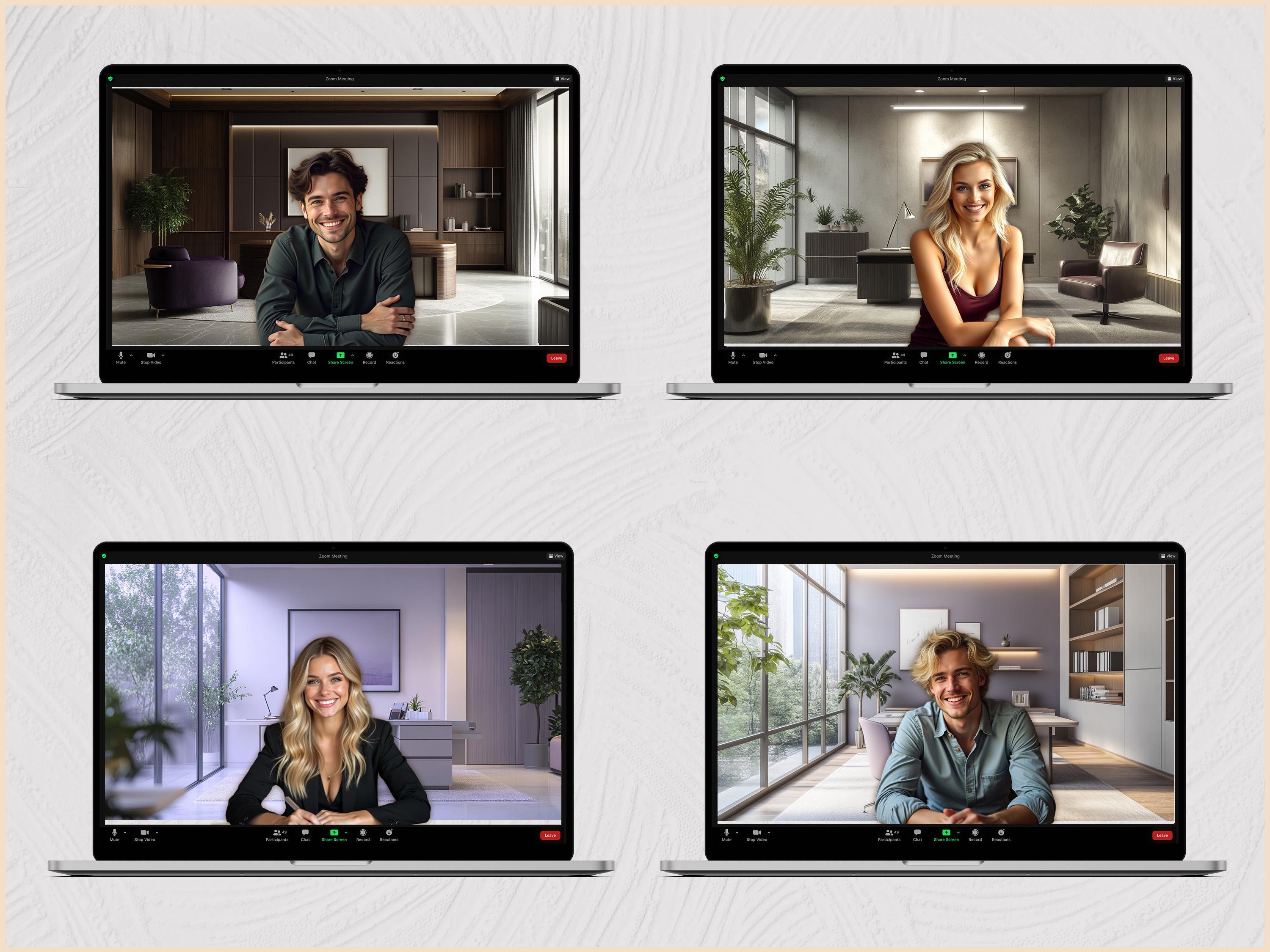 25 Minimalist Office Zoom Background Bundle, Virtual Zoom Background ...
