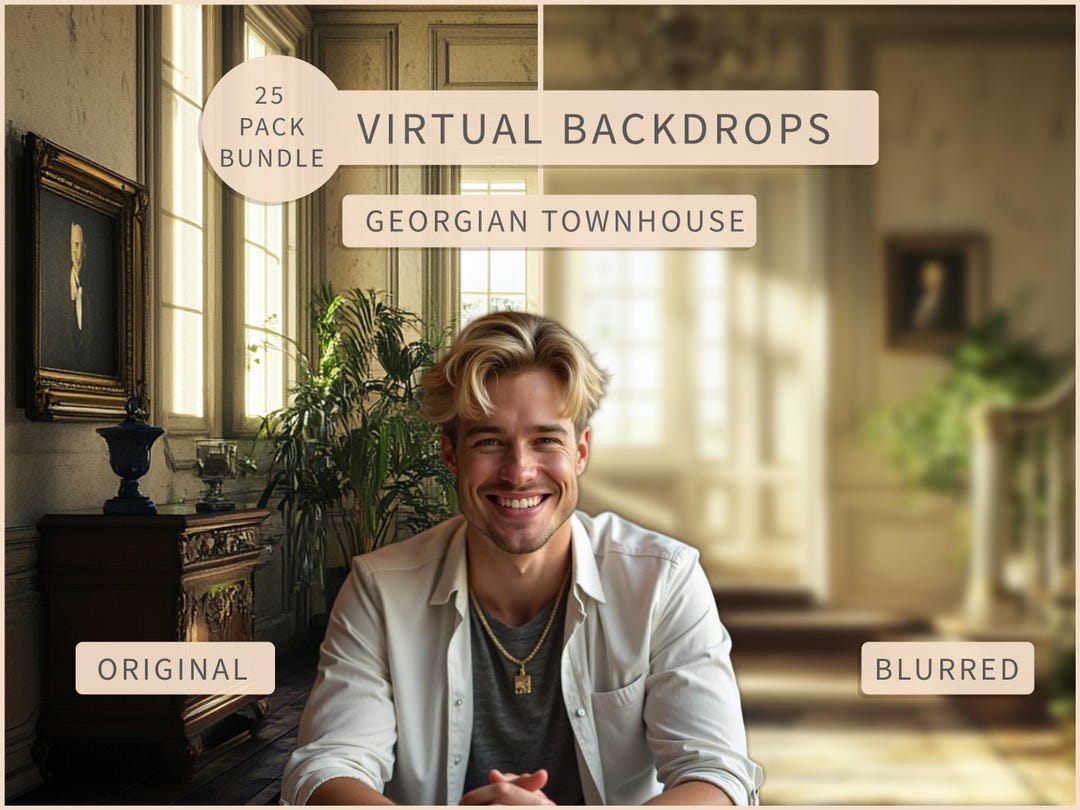 25 Georgian Townhouse Zoom Background Bundle, Virtual Zoom Background ...