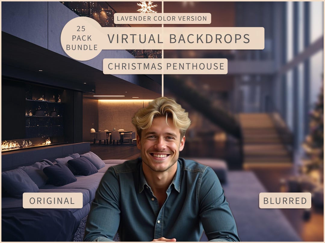 25 Christmas Penthouse Zoom Background Bundle, Virtual Zoom Background ...