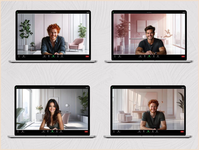 25 Minimalist Office Zoom Background Bundle, Virtual Zoom Background ...