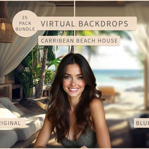 25 Caribbean Beach House Zoom Backgrounds, Virtual Background Bundle ...