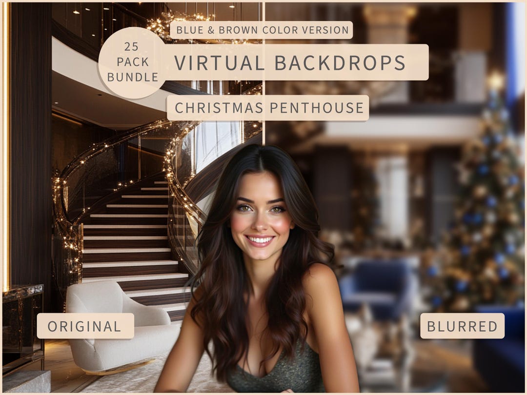 25 Christmas Penthouse Zoom Background Bundle, Virtual Zoom Background ...