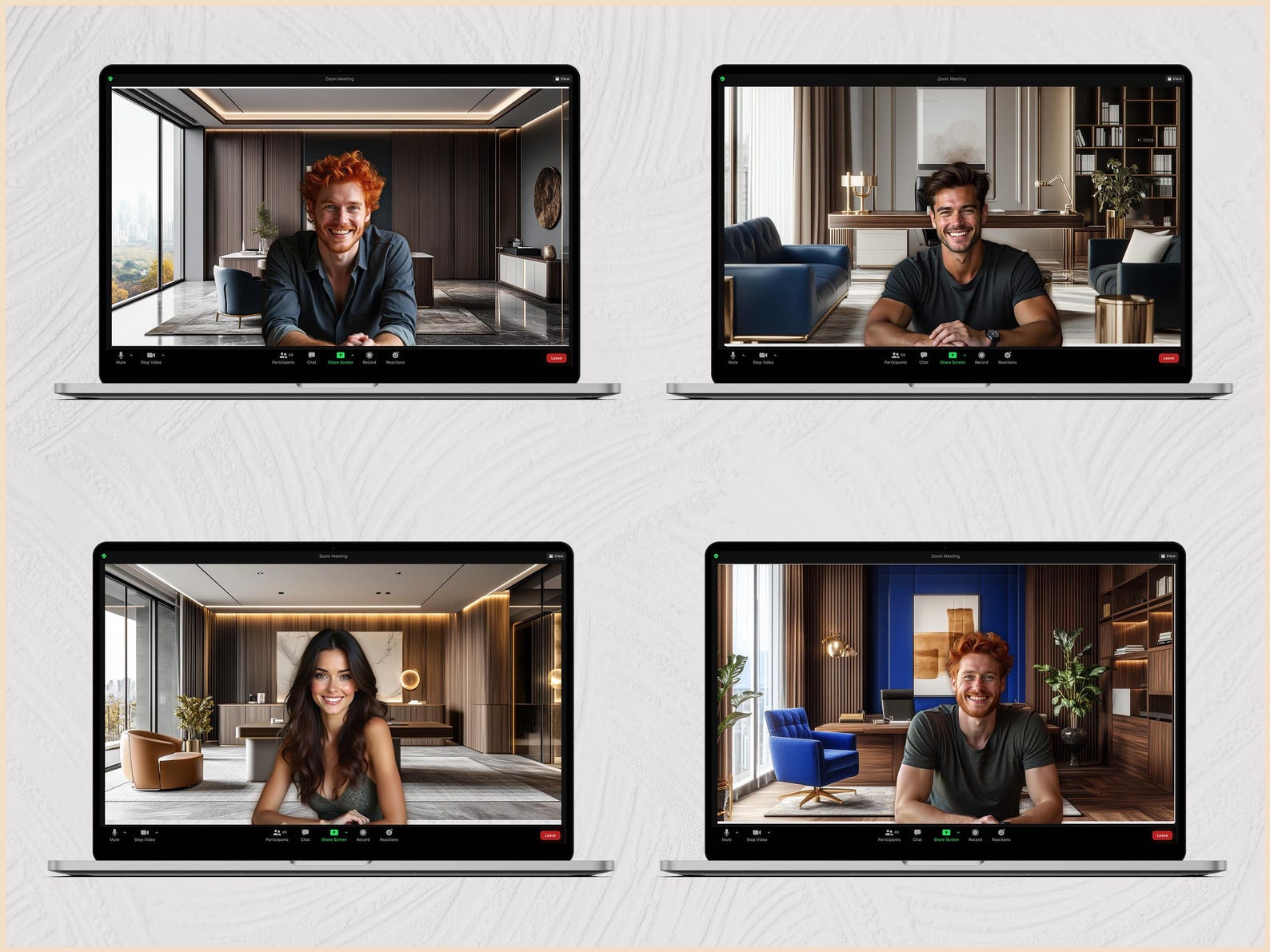 25 Minimalist Office Zoom Background Bundle, Virtual Zoom Background ...