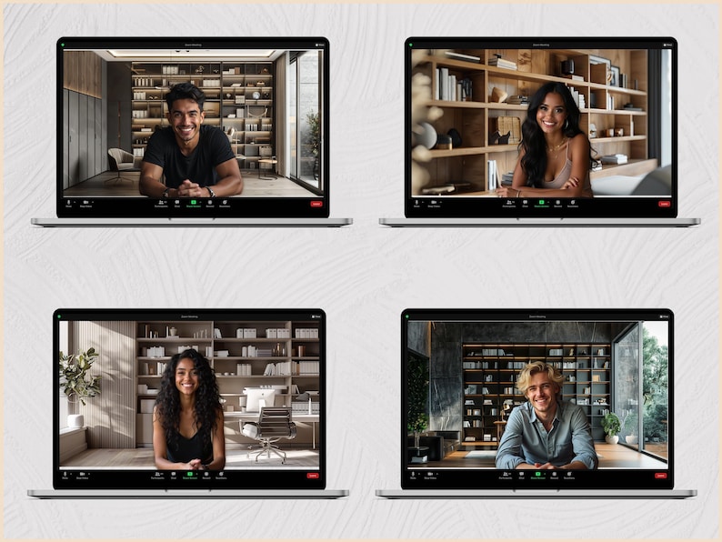 25 Office Wall Shelving Zoom Background Bundle, Virtual Zoom Background ...