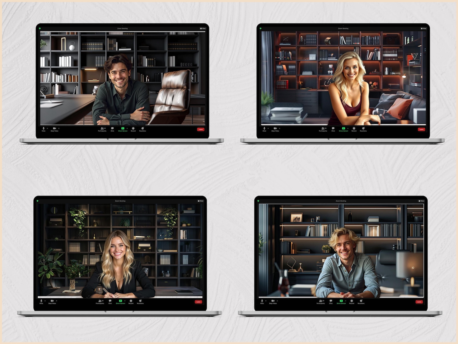 25 Office Wall Shelving Zoom Background Bundle, Virtual Zoom Background ...