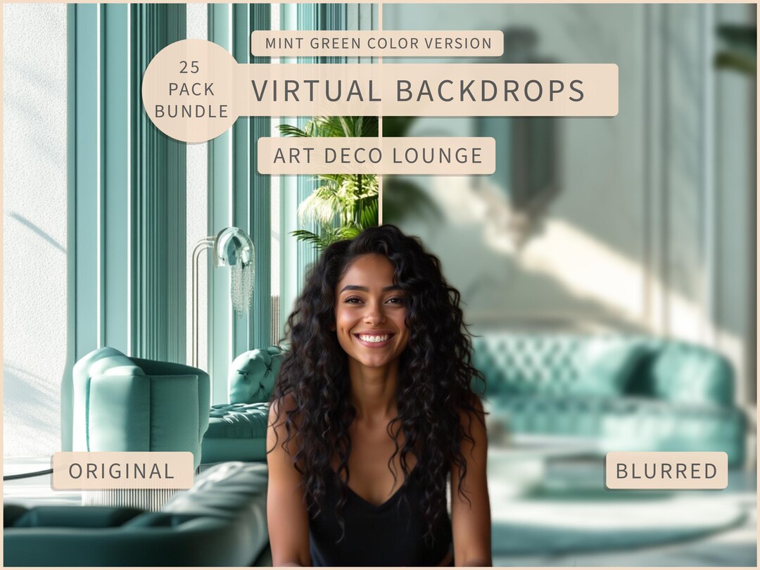 25 Art Deco Lounge Zoom Background Bundle, Virtual Zoom Background, 4K ...