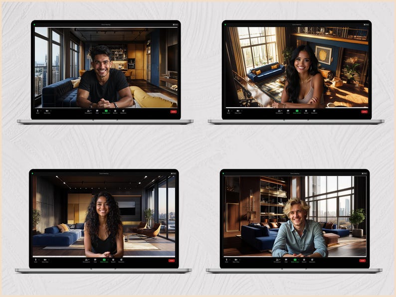 25 Loft Apartment Zoom Background Bundle, Virtual Zoom Background, 4K ...