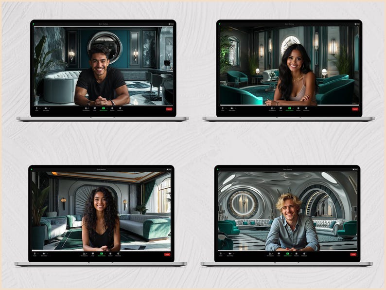 25 Art Deco Lounge HQ Zoom Backgrounds, Virtual Background Bundle, 4K ...