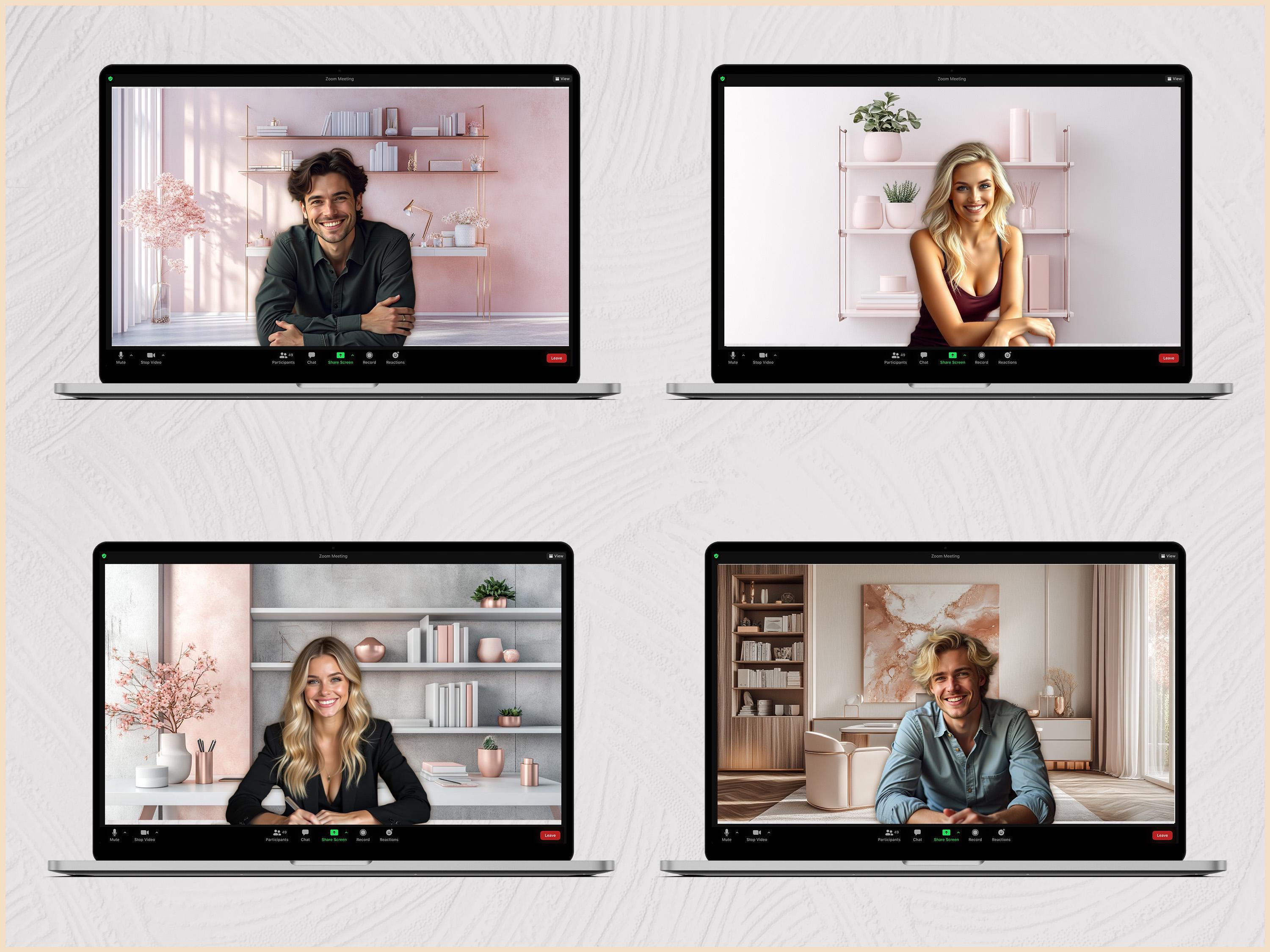 25 Home Office Wall Shelving Zoom Background Bundle, Virtual Zoom ...