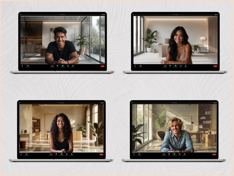 25 Minimalist Office HQ Zoom Backgrounds, Virtual Background Bundle, 4K ...