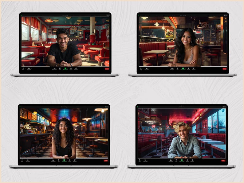 25 Retro Diner HQ Zoom Backgrounds, Virtual Background Bundle, 4K Video ...
