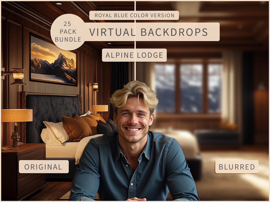 25 Alpine Lodge HQ Zoom Backgrounds, Virtual Background Bundle, 4K ...