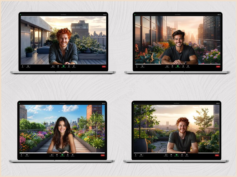 25 Rooftop Garden Zoom Background Bundle, Virtual Zoom Background, 4K ...