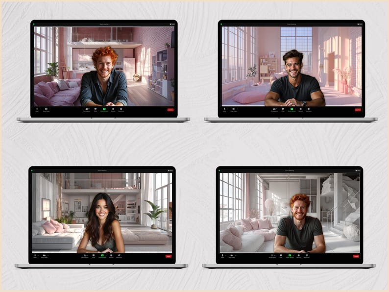 25 Loft Apartment Zoom Background Bundle, Virtual Zoom Background, 4K ...