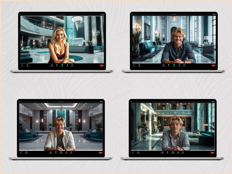 25 Luxury Hotel Lobby Zoom Background, 4K Virtual Background Bundle ...